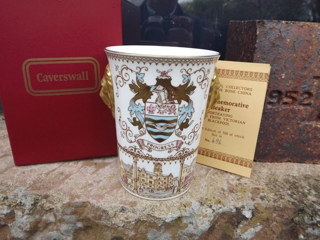CAVERSWALL CHINA LION head Beaker Scenes from Victorian Blackpool Boxed ...