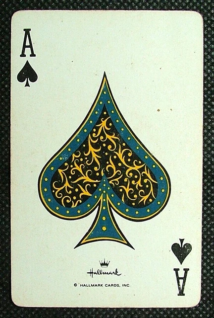 1 X ACE of spades playing card Hallmark Young girl with flowers Mary ZP ...