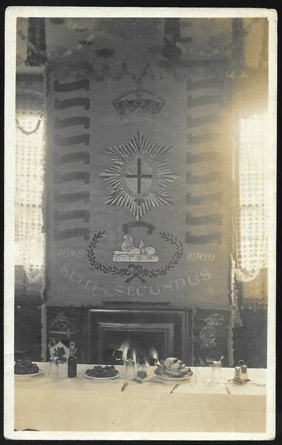 PRE WW1 PHOTO Postcard Coldstream Guards Blanket Flag Dining Room Egypt ...
