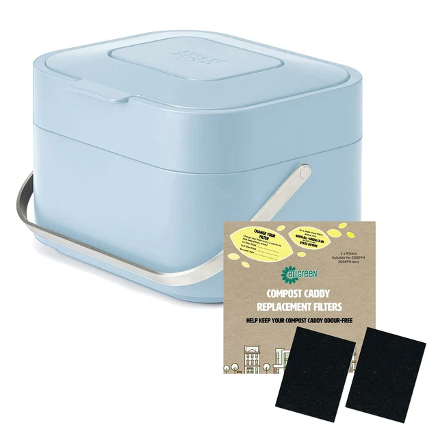 JOSEPH JOSEPH STACK 4 Food Waste Caddy –Blue – 4 Litres & Filter Pack £ ...