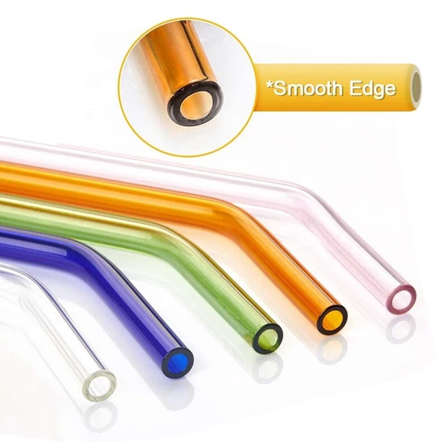 Reusable Glass Straws Bent Glass Drinking Straws With 2 Cleaning