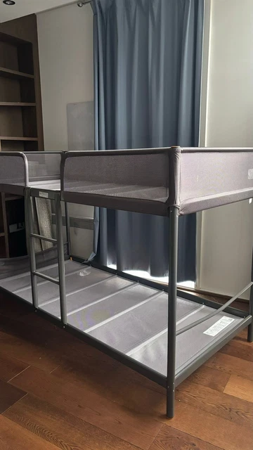 USED IKEA GREY metal frame bunk beds with mesh surround - no mattresses ...
