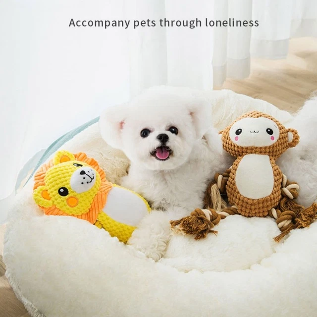 DOG SQUEAK TOY Chew Toys for Teeth Cleaning Soft Plush Lion-shape Toy ...