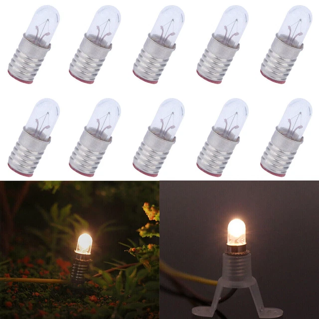 10X 12V E5 Lilliput LED Warm White Wheat Grain Screw 00 OO HO Scale ...