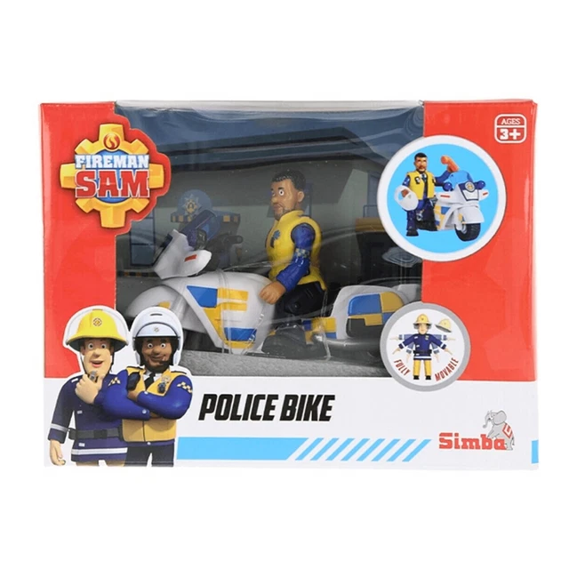 FIREMAN SAM POLICE Motorbike With Policeman Malcolm Traffic Cop Action ...