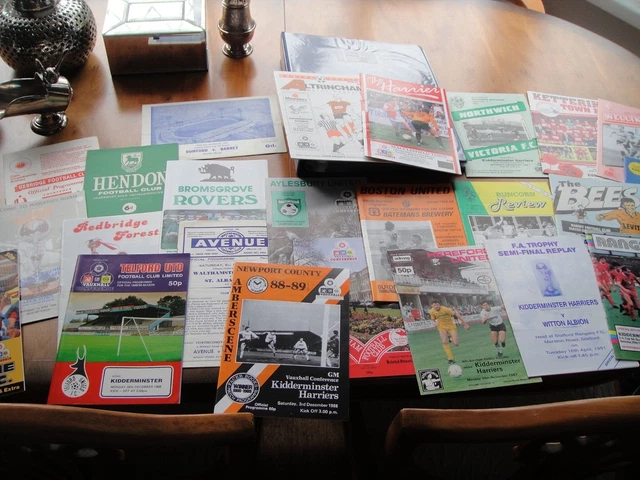 25 FOOTBALL PROGRAMMES In Folder Kidderminster Romford Maidstone Boston ...
