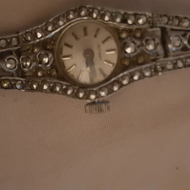 ART DECO SWISS made rotary cocktail watch wih marcasite stones £10.90 ...
