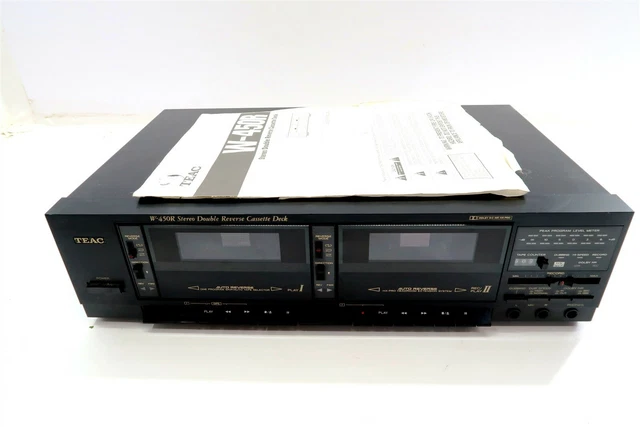 TEAC W-450R DUAL Cassette Deck Double Reverse w/ Manual ~ WORKS but NO ...