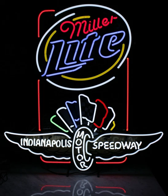 MILLER LITE INDY 500 Indianapolis Motor Speedway Neon Beer Sign New Old ...
