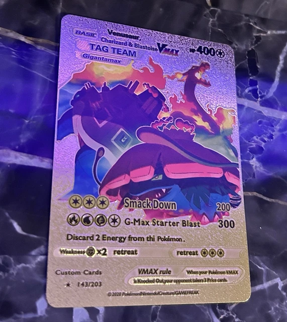 VENUSAUR CHARIZARD BLASTOISE Gigantamax VMax Tag Team Gold Pokemon Card ...