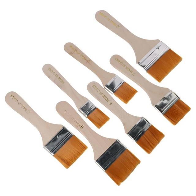 7PCS NYLON ASSORTED Sized Nylon Painting Brushes with Wooden Handles £5 ...