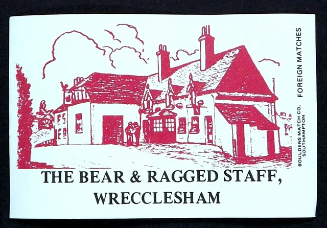 MATCHBOX LABEL BOULDENS Pub The Bear & Ragged Staff Wrecclesham Surrey ...