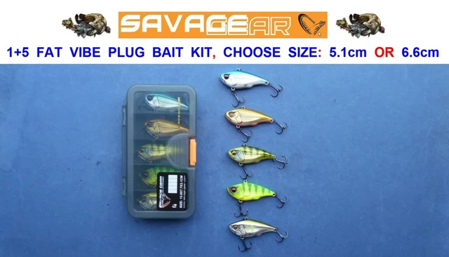 SAVAGE GEAR 1+5 Fat Vibe Plug Lure Box Kit Pike Perch Trout Bass ...