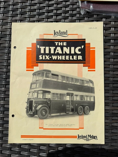 LEYLAND TITANIC SIX Wheeler 1937 Bus Coach Sales Brochure £55.00 ...