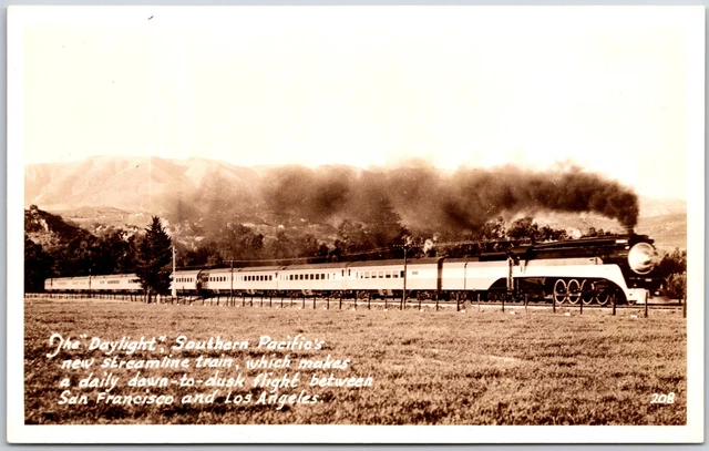 THE DAYLIGHT SOUTHERN Pacific's New Streamline Train RPPC Real Photo ...