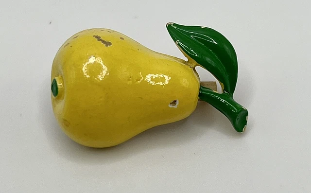 VINTAGE BROOCH ENAMEL Pear Retro Collectible Pin Costume Jewelry $10.00 ...
