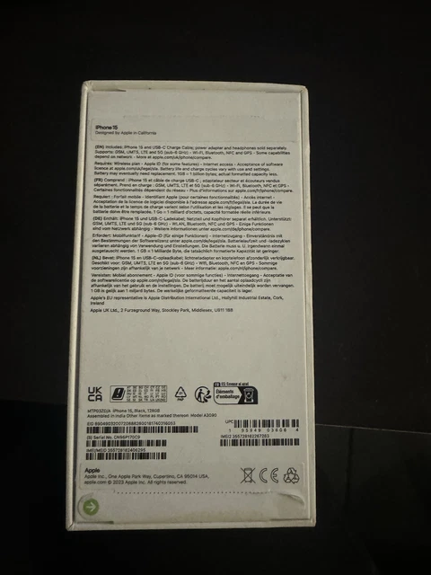 APPLE IPHONE 15 128 Go Noir Boîte Vide EUR 2,00 - PicClick FR