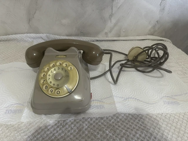 TELEFONO SIP VINTAGE anni 70 80 90 Grigio a disco rotella con filo ...