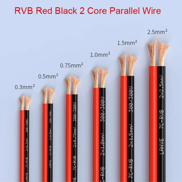 0.3MM²-2.5MM² RVB 2 Core Electronic Copper Cable Wire PVC Flexible Parallel Wire EUR 3,37 ...