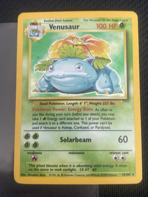 POKÉMON TCG VENUSAUR Base Set 15/102 Holo Unlimited Holo Rare LP £80.00 ...