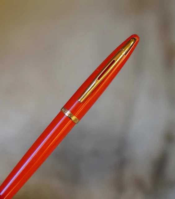 STYLO PLUME WATERMAN Carene En Laque Orange - Plume En Or Massif 18 ...