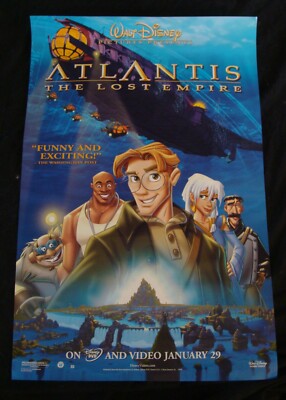 DISNEY ATLANTIS THE LOST EMPIRE movie poster original video store promo ...