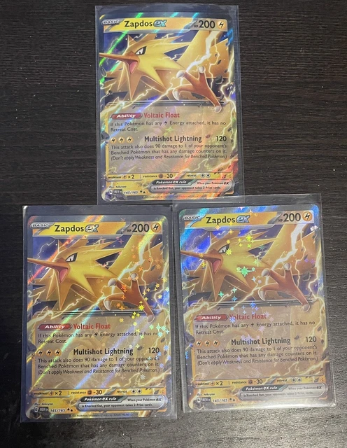 POKEMON 151 ENGLISH - ZAPDOS EX - DOUBLE RARE - 145/165 - NM/M 3 Card ...