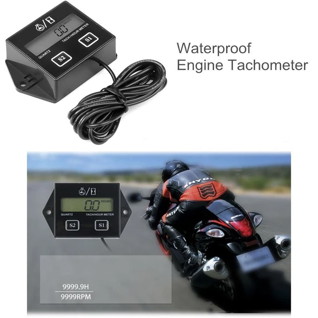 LCD DISPLAY ENGINE RPM Meter Tachometer Gauge Engine Tach Hour Meter ...