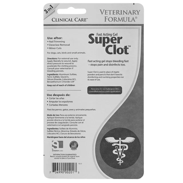 VETERINARY FORMULA SUPER CLOT FAST ACTING GEL for DOGS CATS BIRDS SMALL ...
