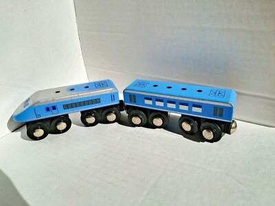INTERCITY EXPRESS Blue Silver Wooden Train Track Set ( Fits Brio ...