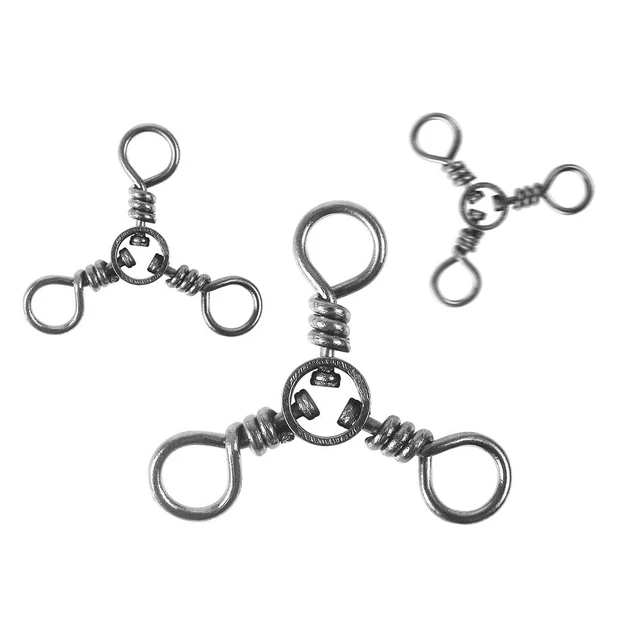 HEAVY DUTY 3 Way Trigeminal Fishing Three Swivels Connector Pack of ...