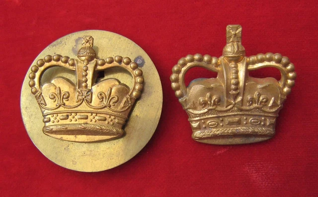 BRITISH ARMY LARGE Brass/Gilt Rank Crowns (Queen’s Crown). (x2) £0.99 ...