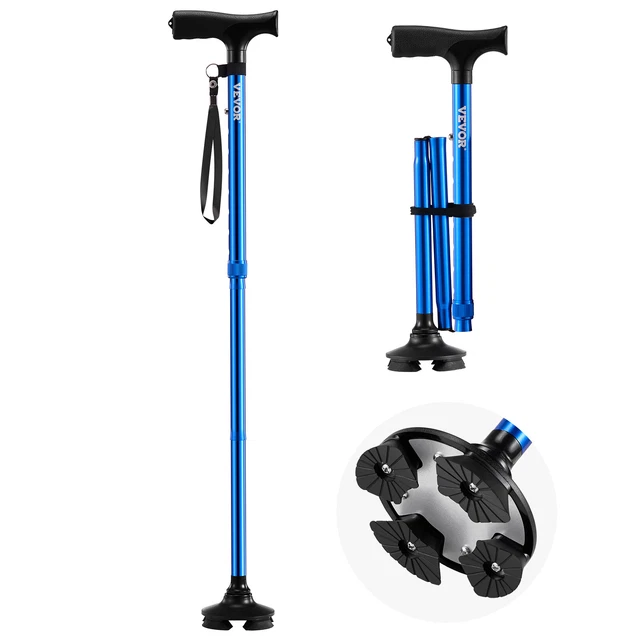 VEVOR WALKING CANE Folding Walking Stick 8-Level Height 4-Pronged ...