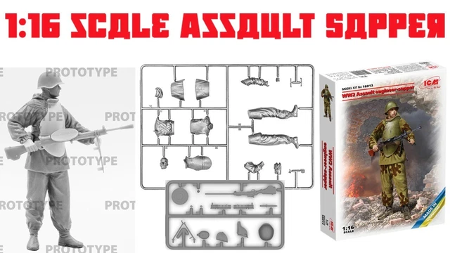 1:16 WWII SOVIET Assault Engineer-Sapper scale model kit by ICM £19.95 ...