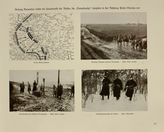 1916 WWI WW1 Print German Magazine Map Troop Position ~ Soldiers March ...