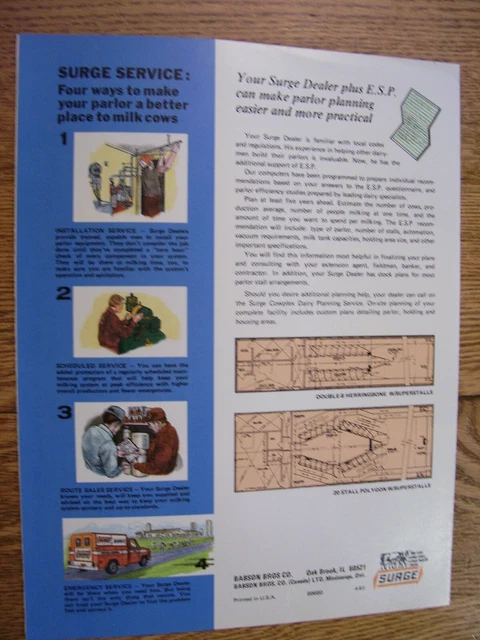 VINTAGE BABSON BROS -SURGE ADVERTISING-MILK PARLOR SAWTOOTH SYSTEM -8 1 ...