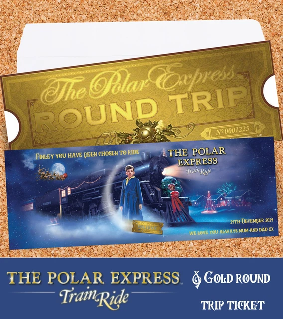 PERSONALISED POLAR EXPRESS Train Ride Ticket Voucher Christmas Keepsake ...