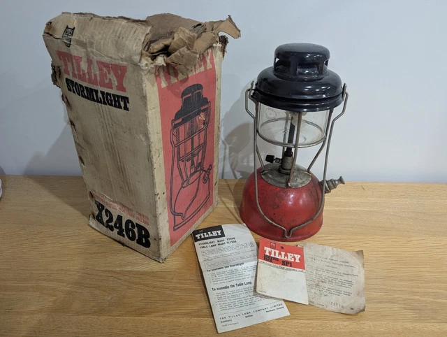 TILLEY LAMP X246B Red Stormlight Paraffin Lantern Vintage Original In Worn Box £54.99 - PicClick UK