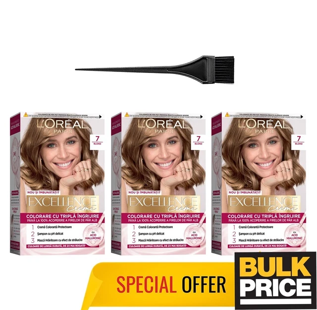 L'ORÉAL PARIS EXCELLENCE Creme 7 Blonde Hair Color Full Coverage 3-Pack ...