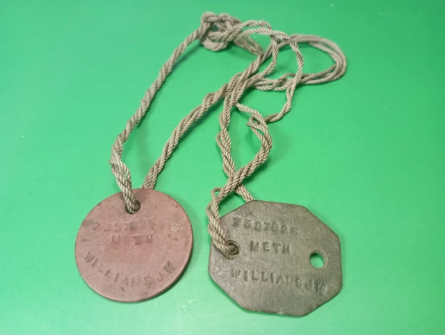 WW2 BRITISH ID Discs/ Dog Tags, 739782 Meth Williams JH Royal Army ...