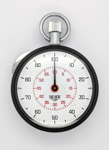 RARE VINTAGE MECHANICAL Heuer Decimal Stopwatch With Original Box £325. ...