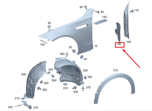 MERCEDES-BENZ C W206 Front Left Fender Absorber A2068850100 NEW GENUINE ...