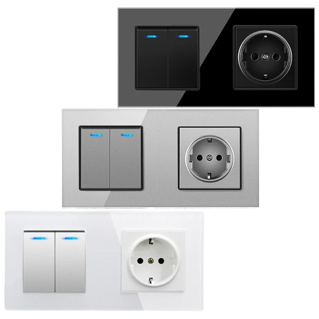 PREMIUM EUROPEAN STANDARD Tempered Glass Socket Panel with 16A Socket ...
