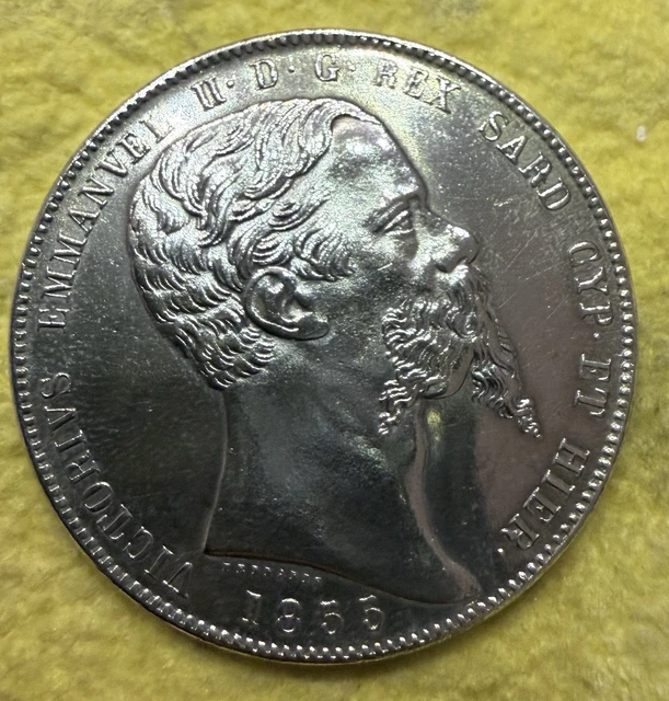 5 LIRE 1855 Torino Vittorio Emanuele II R3 EUR 600,00 - PicClick IT