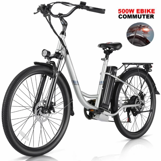 26& ELECTRIC BIKE 500W 48V Mountain Ebike Low-Step Thru Cruiser Bicycle ...