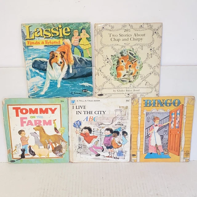 VINTAGE 1960S WHITMAN Tell A Tale Books Set of 5 Lassie Bingo Tommy on ...