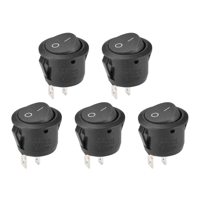 BOAT ROCKER SWITCH Round Toggle Switch 2pins ON/OFF AC250V/6A 125V/10A ...
