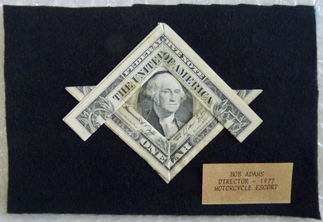 FREEMASONS FOLDED DOLLAR BILL MASONIC SYMBOLISM MOUNTED VINTAGE 1977 ...