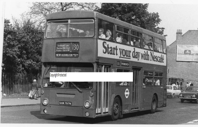 LONDON TRANSPORT BUS Photograph Daimler Fleetline DM 1797 GHM 797N Rte ...