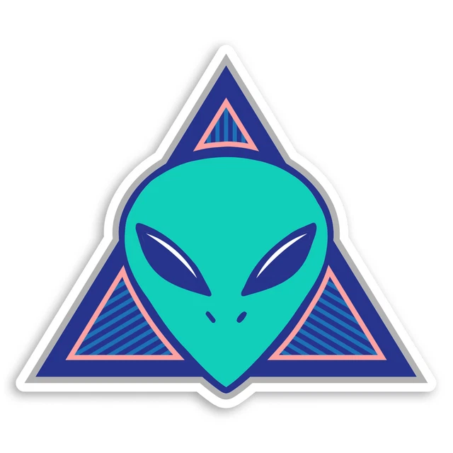 2 X 10CM Alien Face Vinyl Stickers - Space Aliens Kids Fun Laptop ...